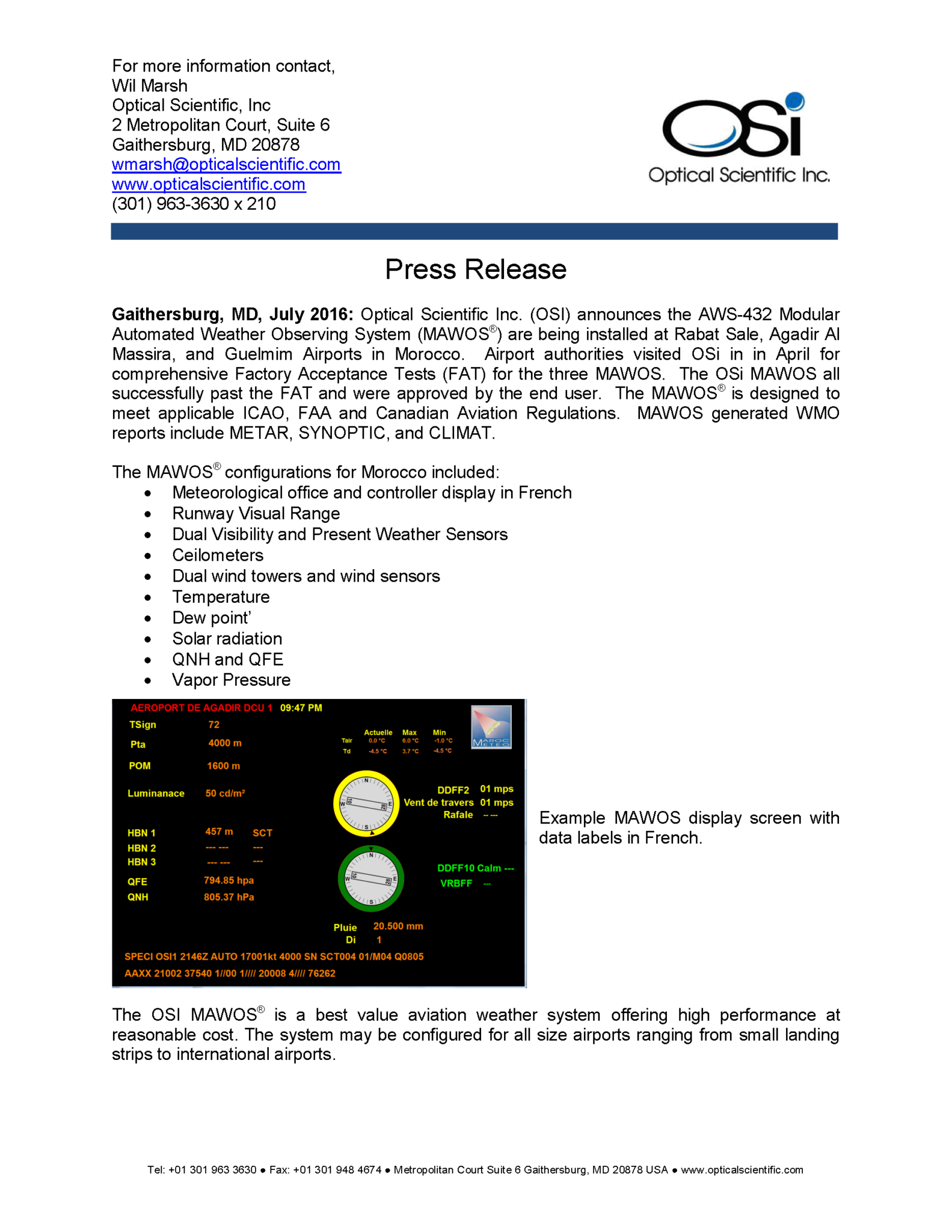 Optical Scientific Inc Osi Announces Aws 432 Modular Automated